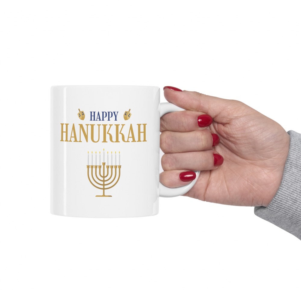 Happy Hanukkah Menorah Channukah Jewish Festival Coffee Mug Dreidels ...